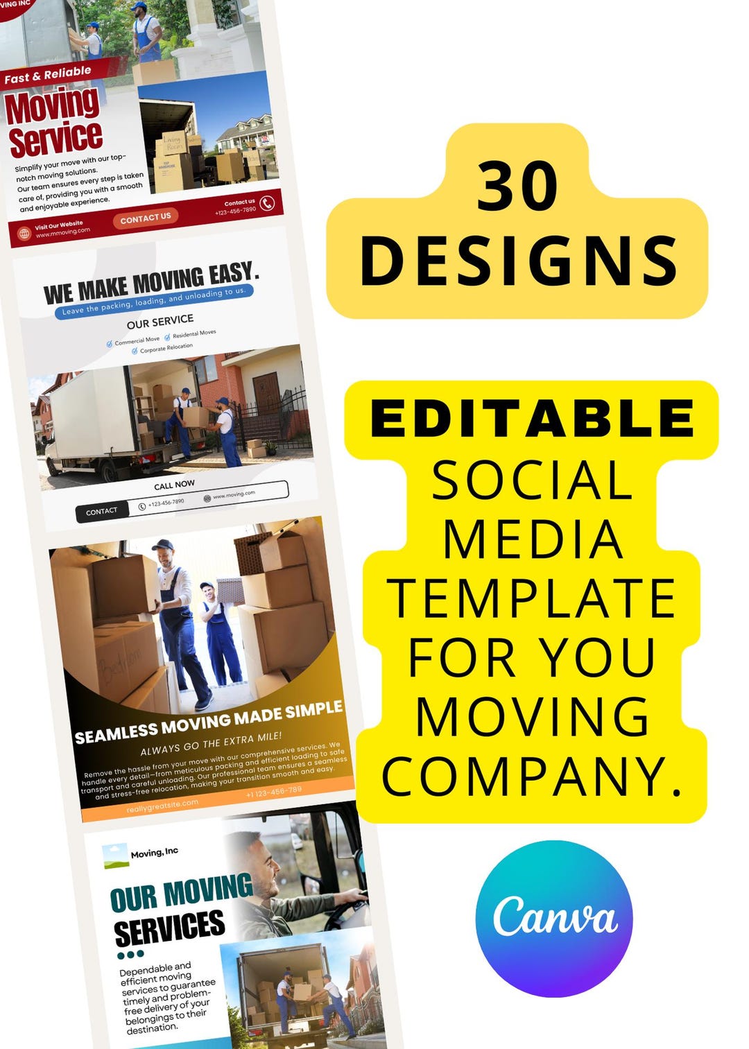 30 Editable Social Media Templates for Moving Company | Ready to Use ...