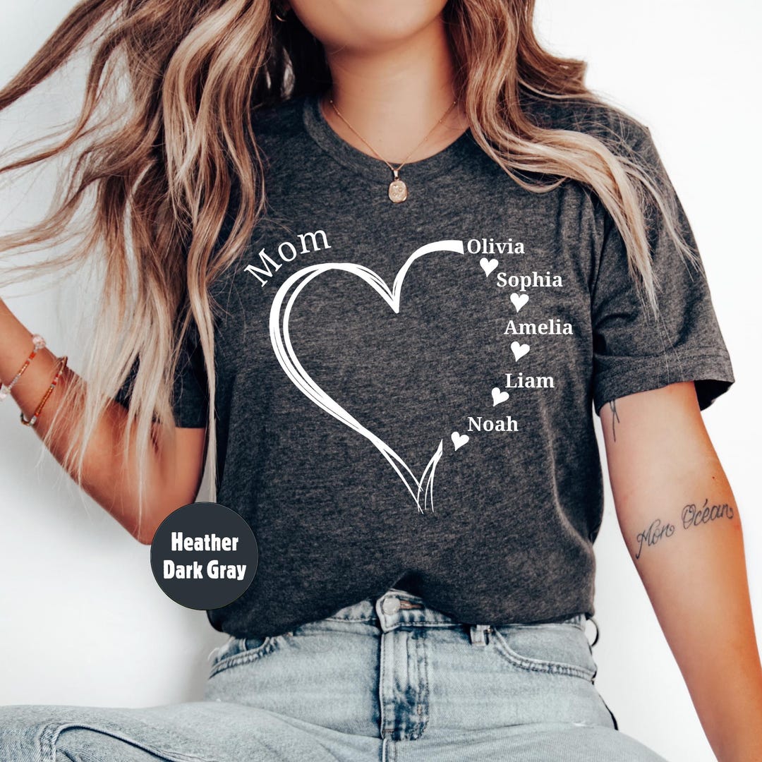 Custom Mom Shirt, Mom Heart Shirt, Custom Grandma Shirt,mother's Day ...