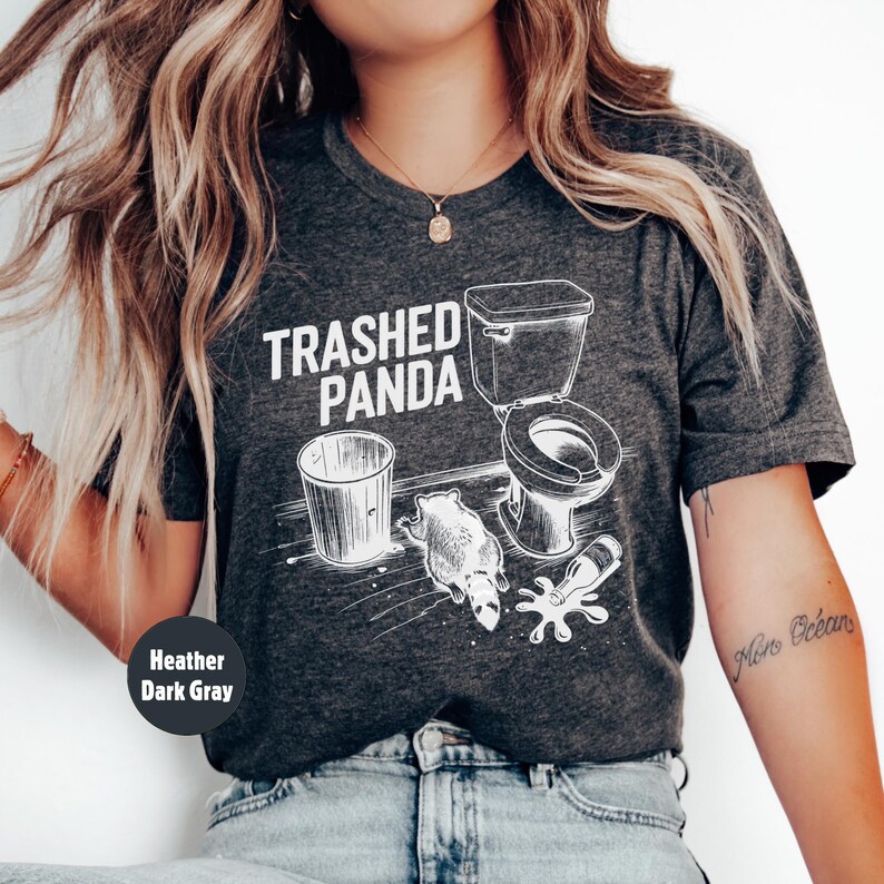 Trashed Panda Funny Drunk Raccoon T-shirt, Vintage Raccoon Graphic Tee ...