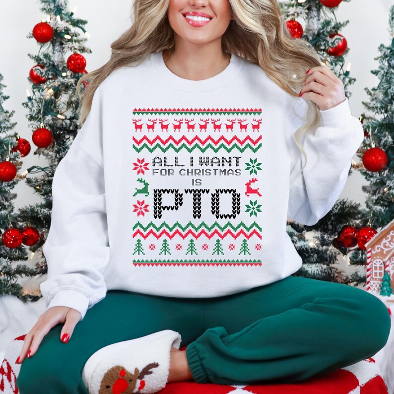 All I Want Xmas PTO Ugly Christmas Sweater, Work Christmas Party, Gift ...