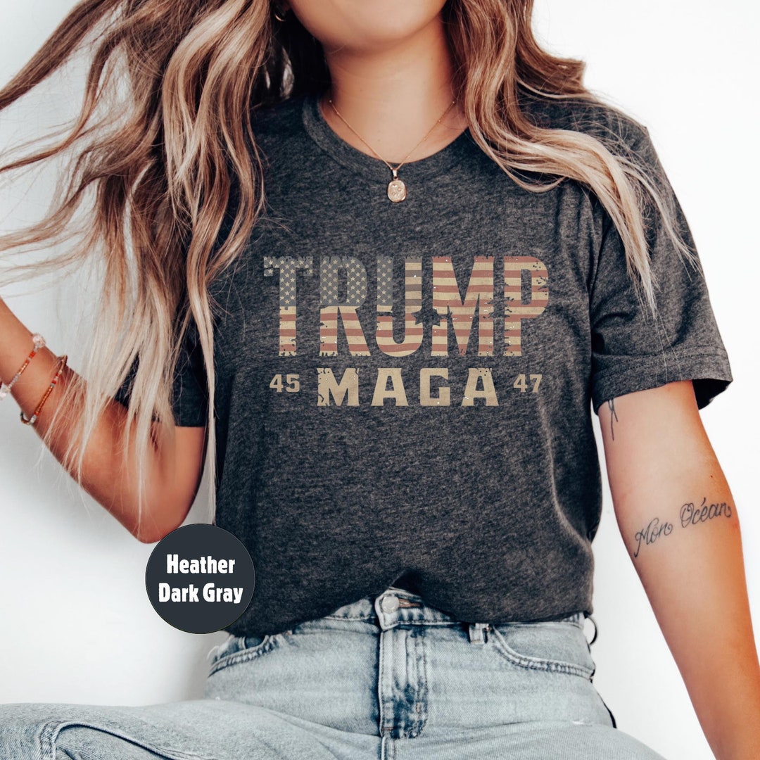 Trump 45-47 MAGA US Flag T-shirt Trump MAGA T Shirt Trump Us Flag 45 47 ...