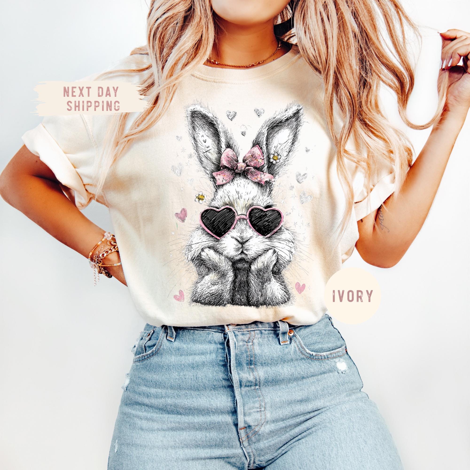 Comfort Colors® Bunny Shirt Cute Rabbit Graphic Tee, Bunny Lover Gift ...