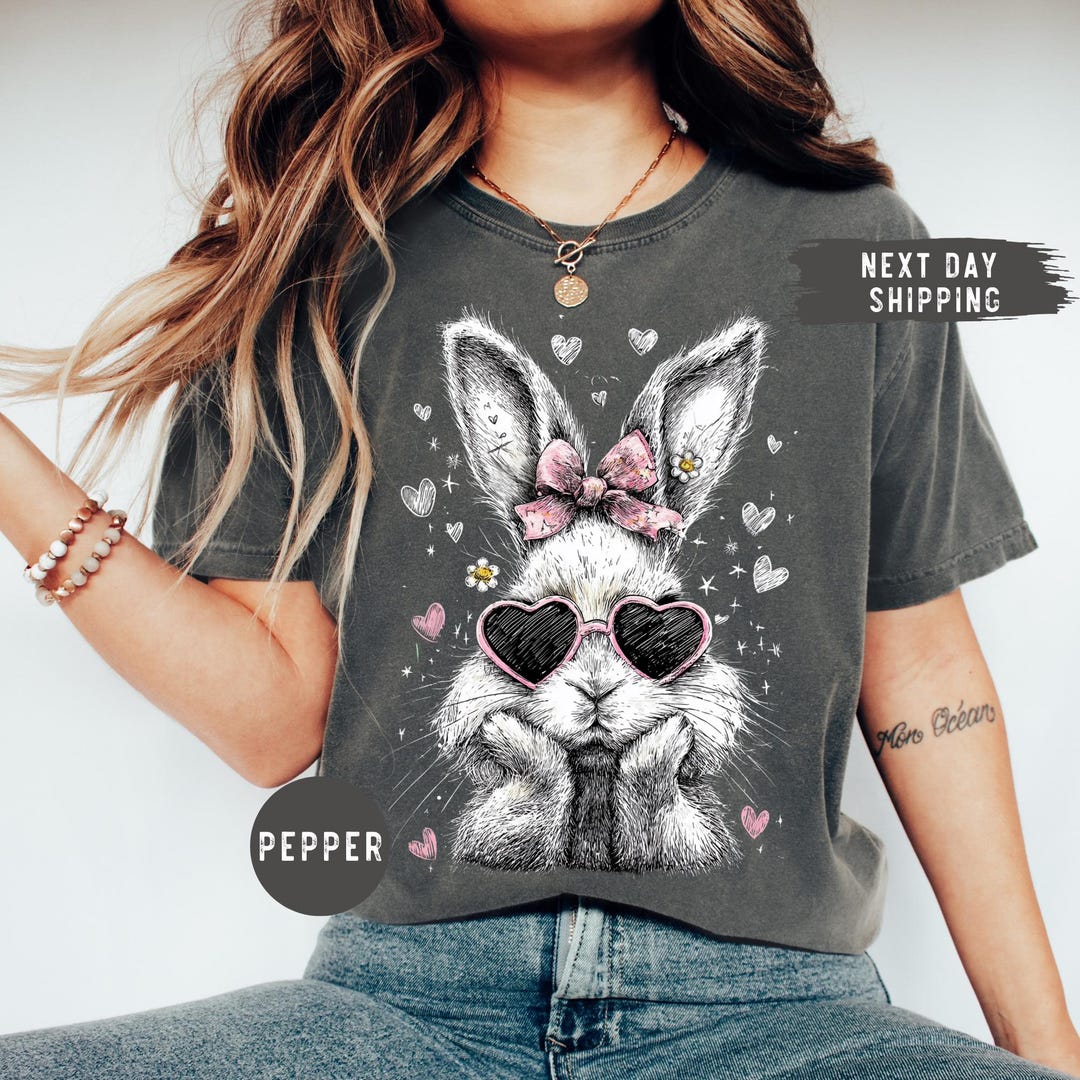 Comfort Colors® Bunny Shirt Cute Rabbit Graphic Tee, Bunny Lover Gift ...