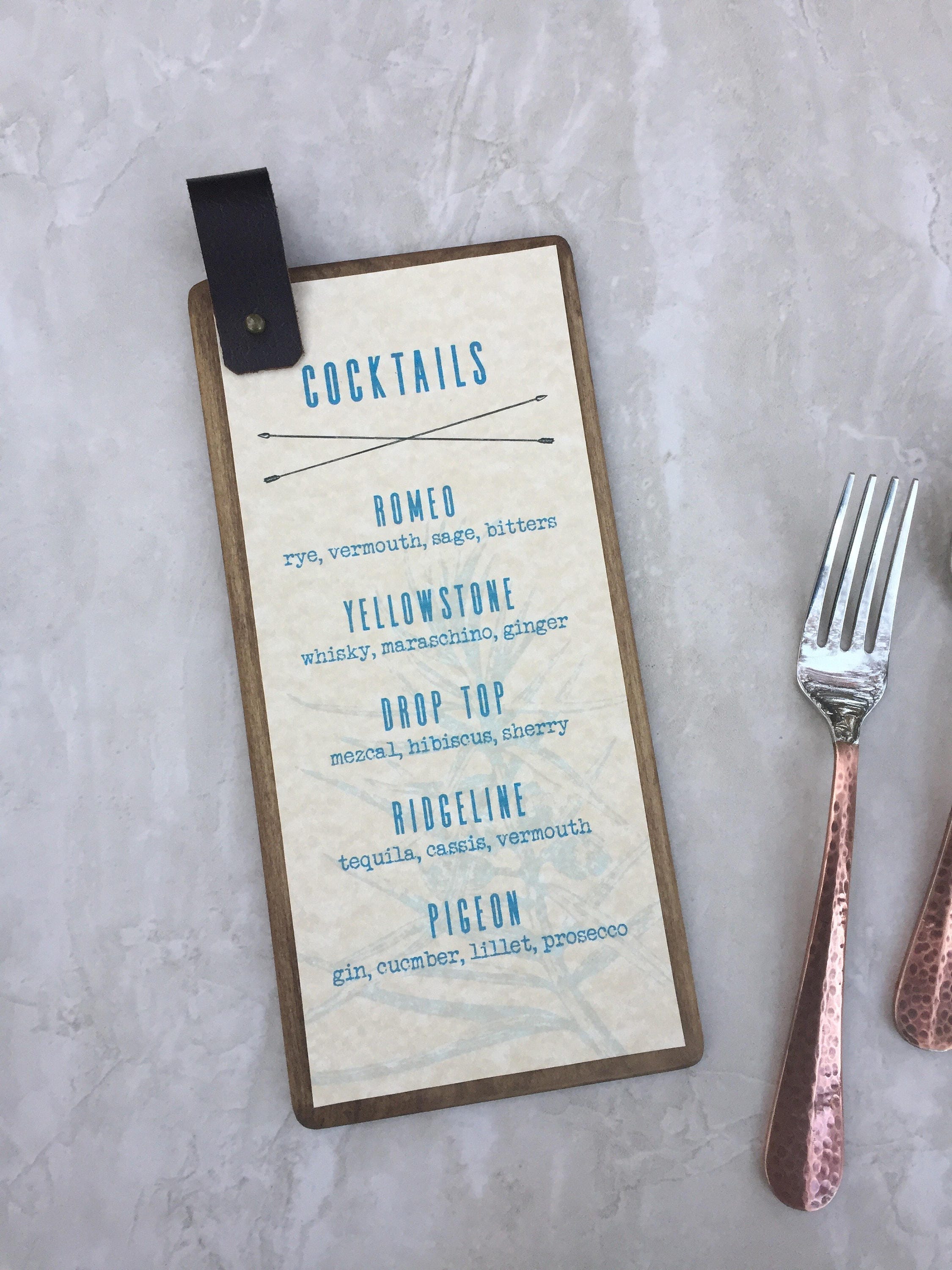 Leather Strap Menu Board - Etsy