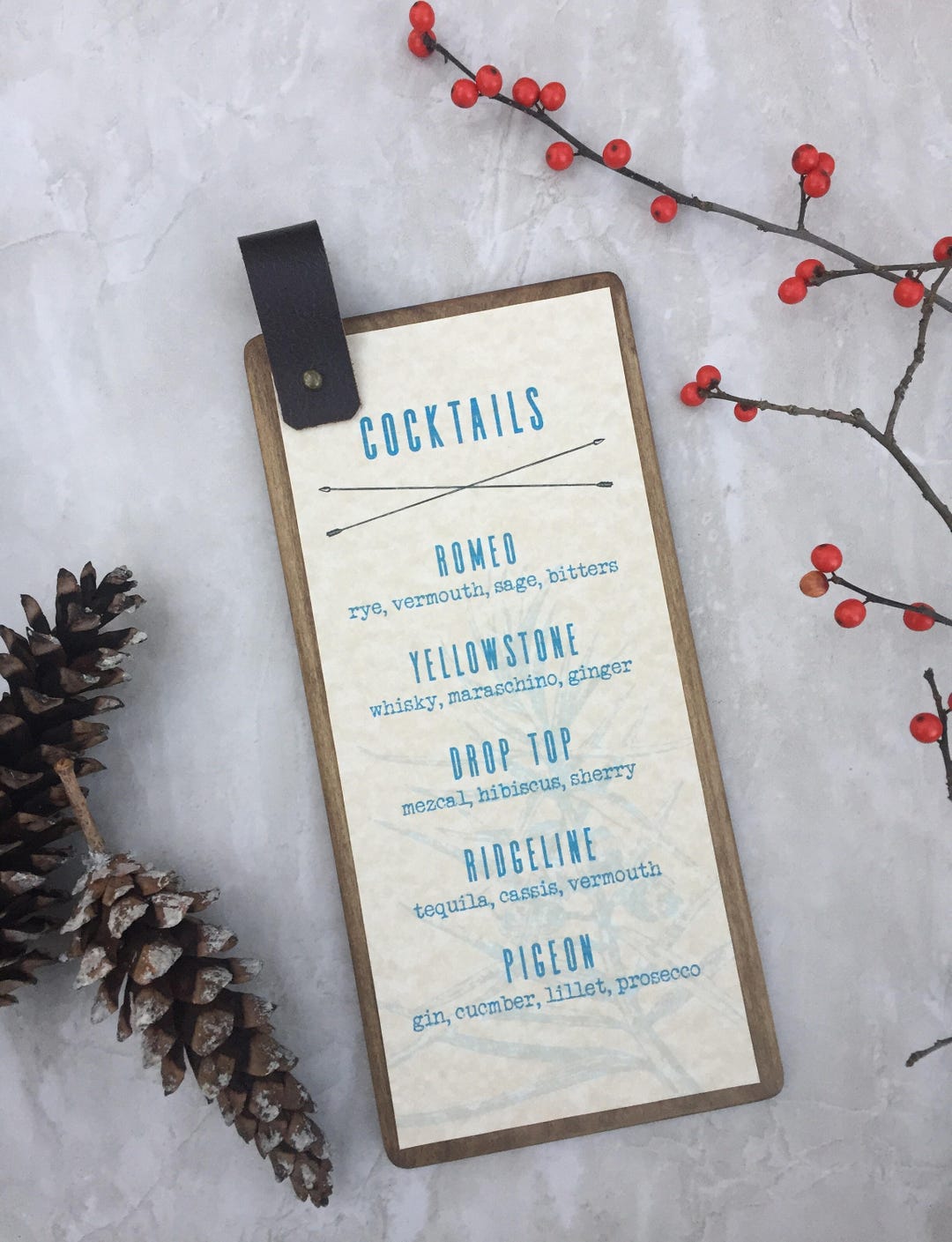 Leather Strap Menu Board - Etsy