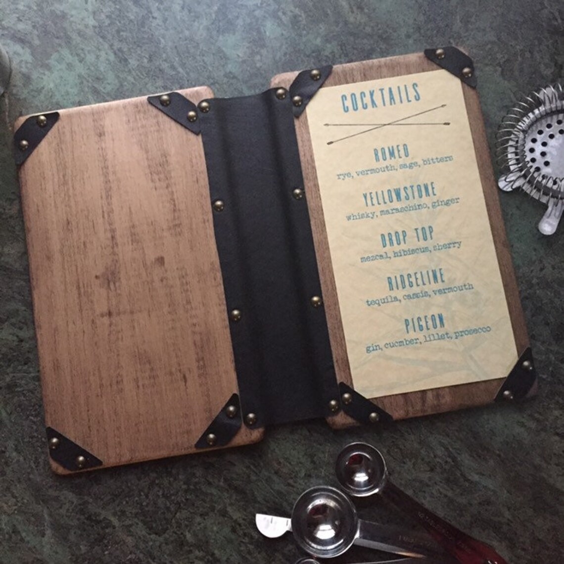 Wood Menu Book With Photo Corners - Etsy