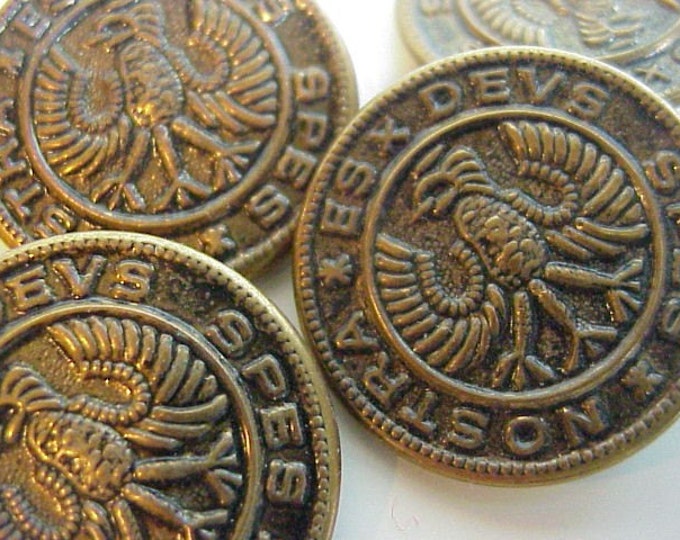 4 Large BRASS Buttons - ESX DEVS SPES NOSTRA - Etsy