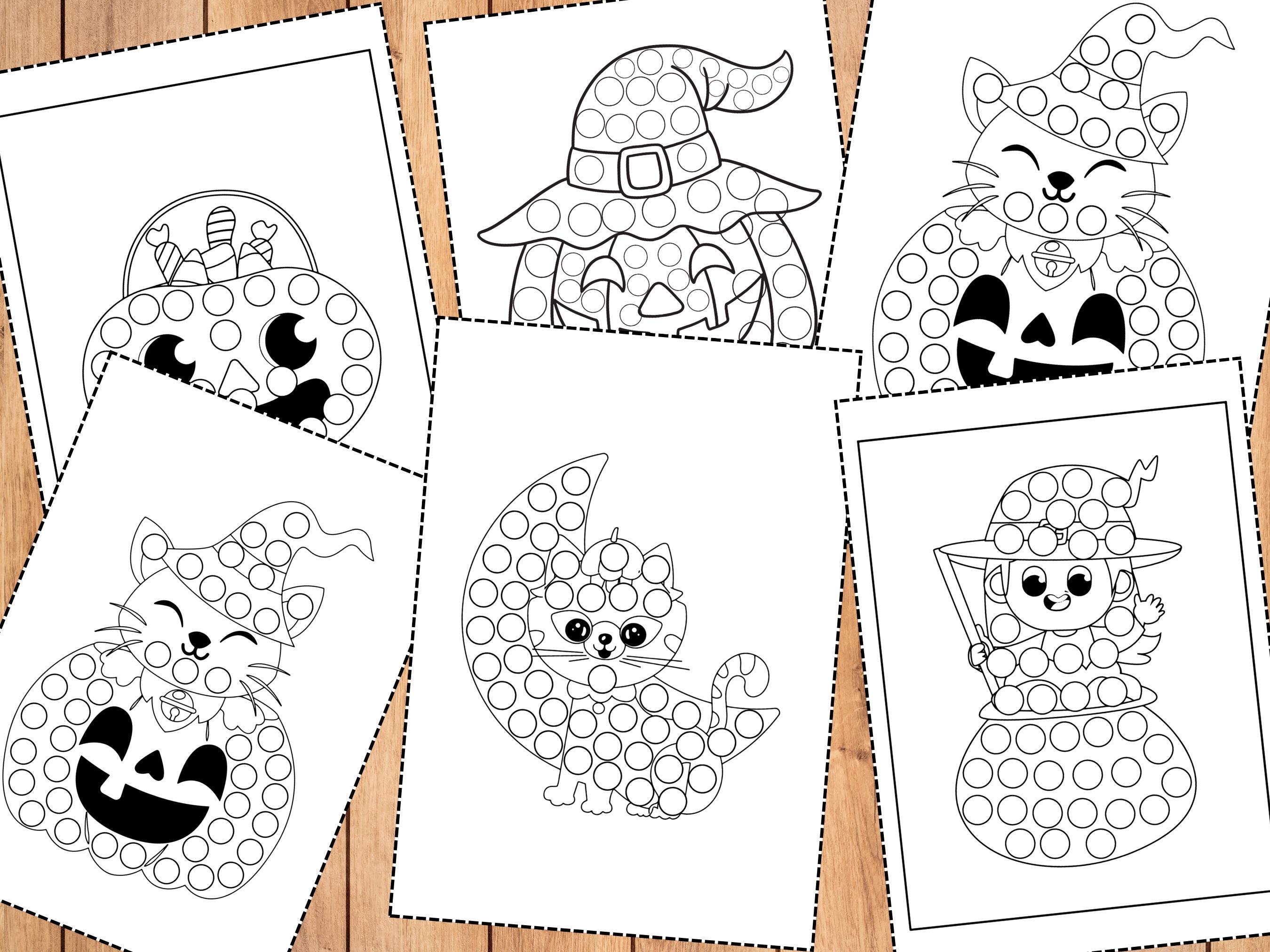 Halloween Dot Marker Coloring Pages | Spooky Kids Activity (PDF & JPG ...