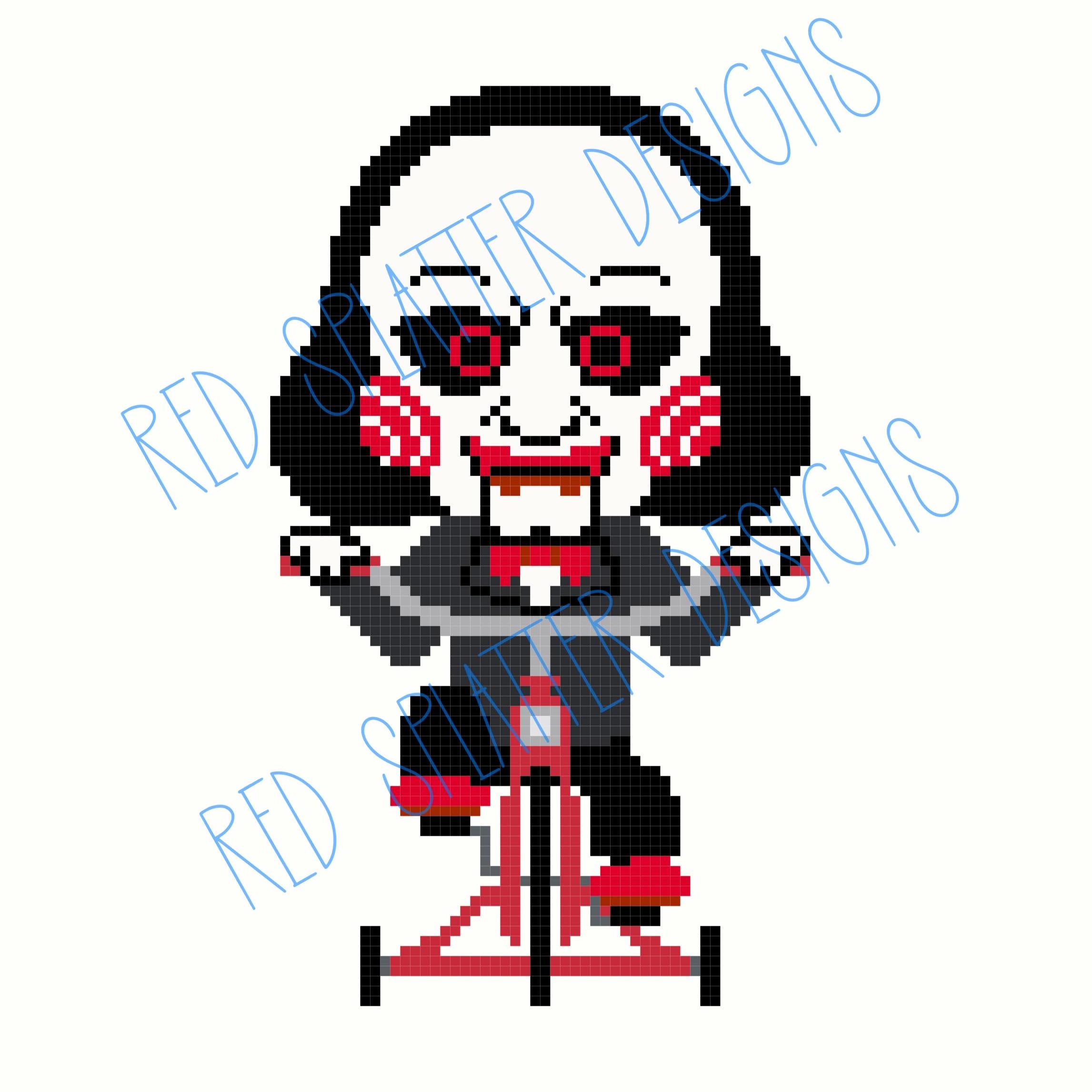 Jigsaw, Horror - Cross Stitch Pattern Digital. Chibi, Horror Movie, Saw ...