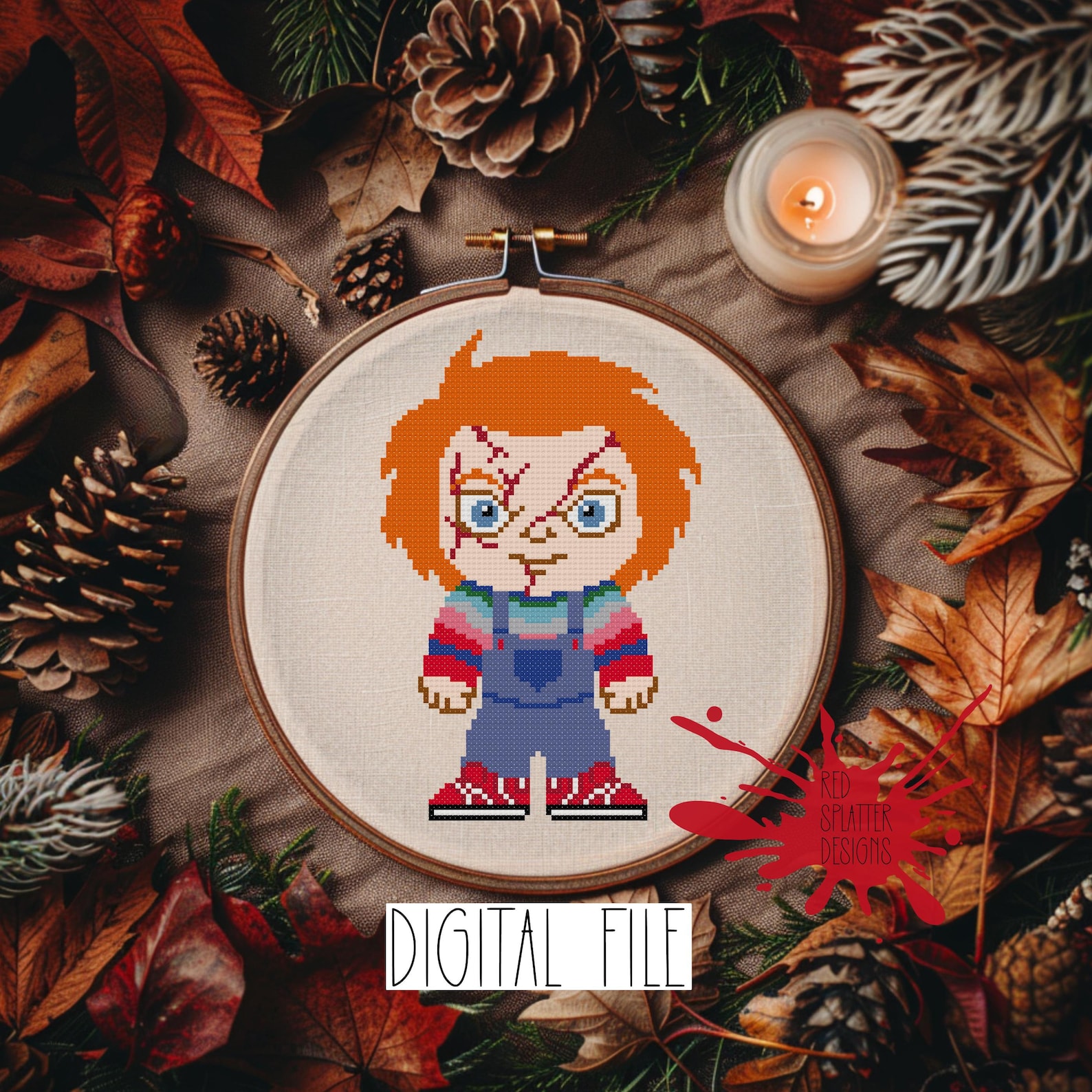 Chucky, Horror - Cross Stitch Pattern Digital. Chibi, Child's Play ...