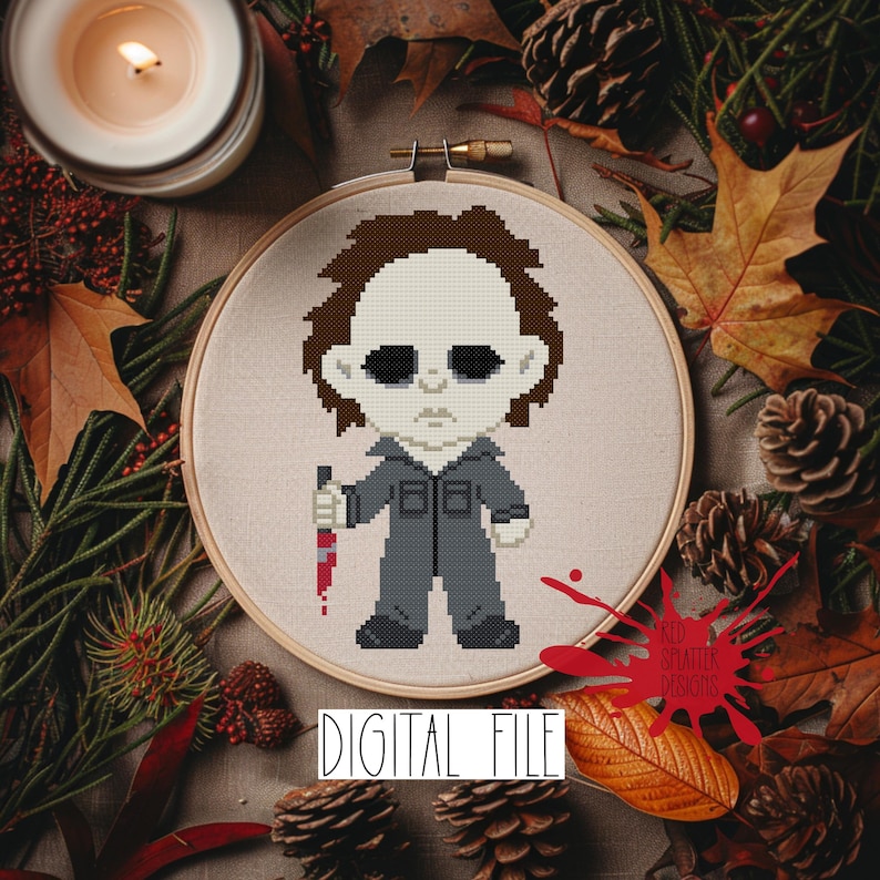 Michael Myers, Horror - Cross Stitch Digital Pattern. Chibi, Halloween ...