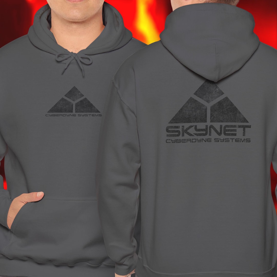 Terminator Skynet Cyberdyne Systems Hoodie - Front & Back Logo Vintage Soft Unisex Sweatshirt ...