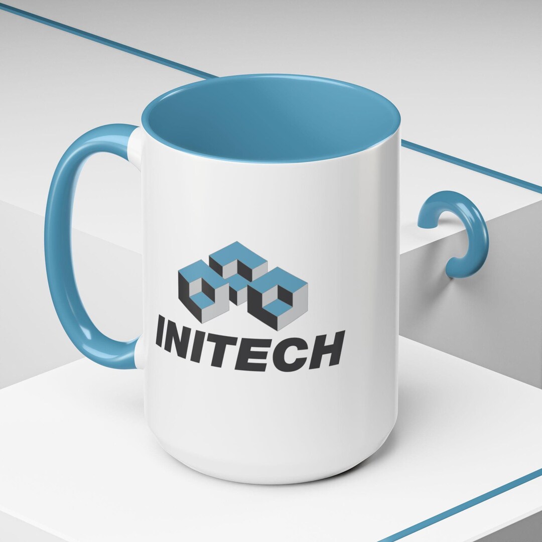 Initech Office Space Mug (blue Handle) - Gift Movie Fictional Brand Company Logo TPS Report ...
