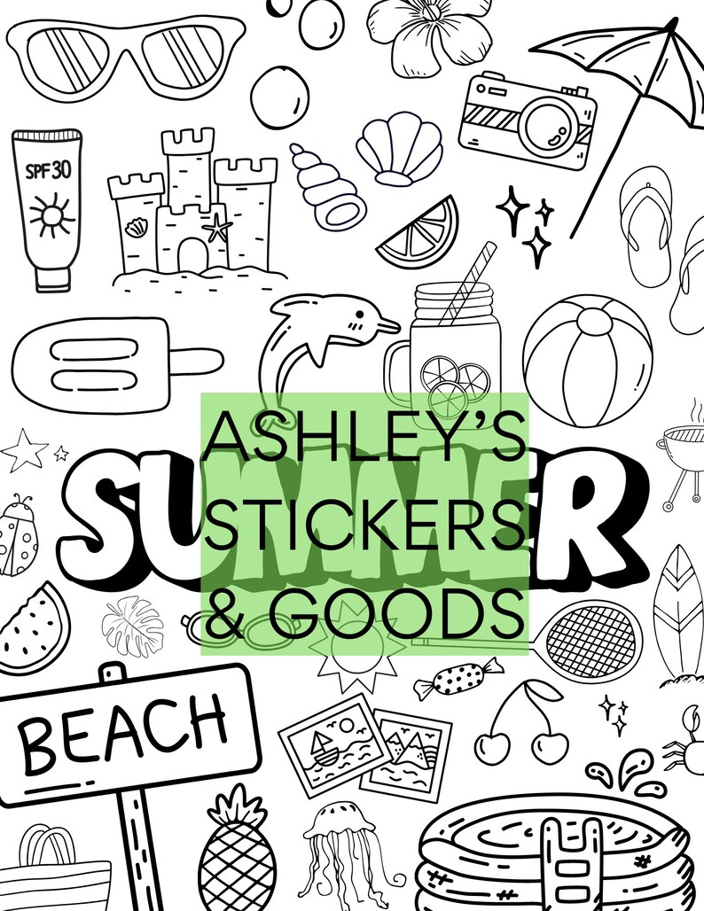 SUMMER Doodles Coloring Page - Etsy