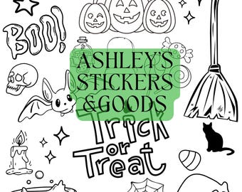HALLOWEEN Cute Doodle Coloring Page, Spooky Doodle Adult Coloring Book ...