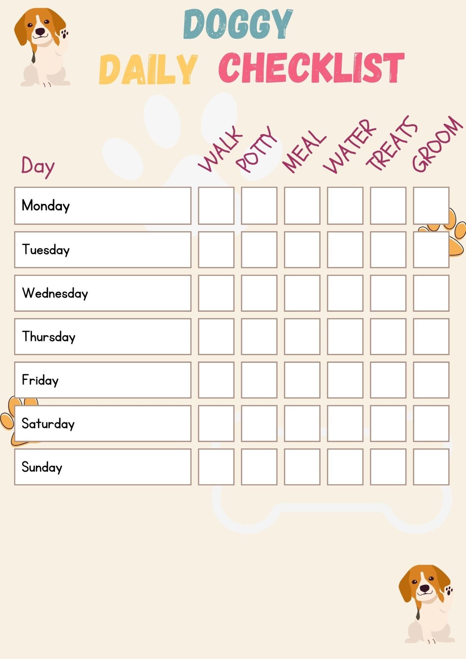 Dog Daily Checklist - Etsy