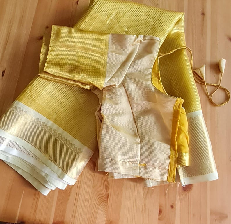 Gold Tissue Banarasi Silk Saree With Stitched Blouse Size-40(alterable ...