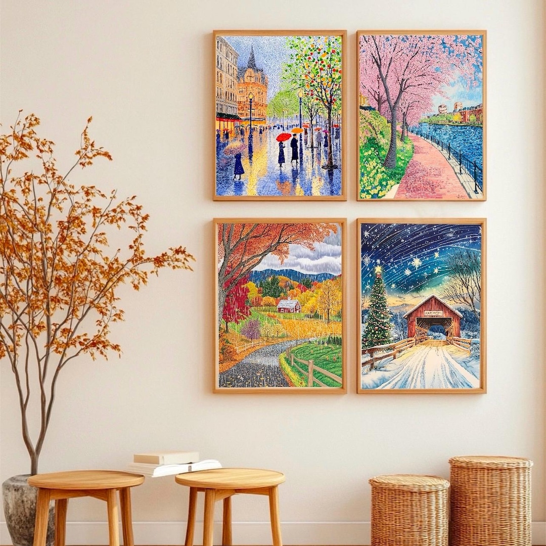 Title: New England Four Seasons Art Set - Ideal for Home & Professional ...