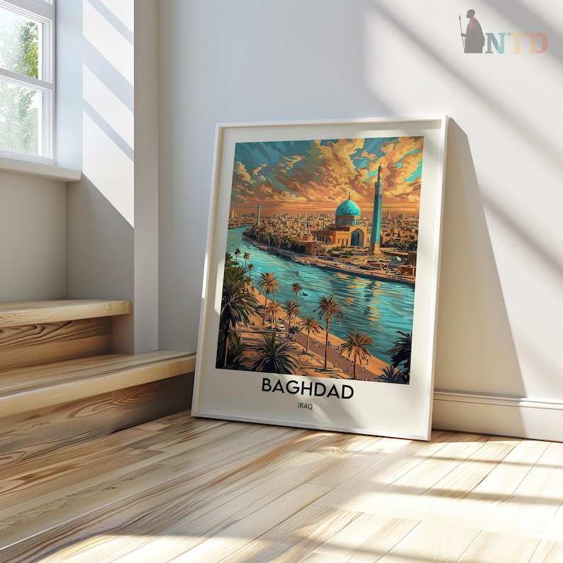 Baghdad Poster, Baghdad Travel Print, Islamic Decor, Tropical Wall Art ...