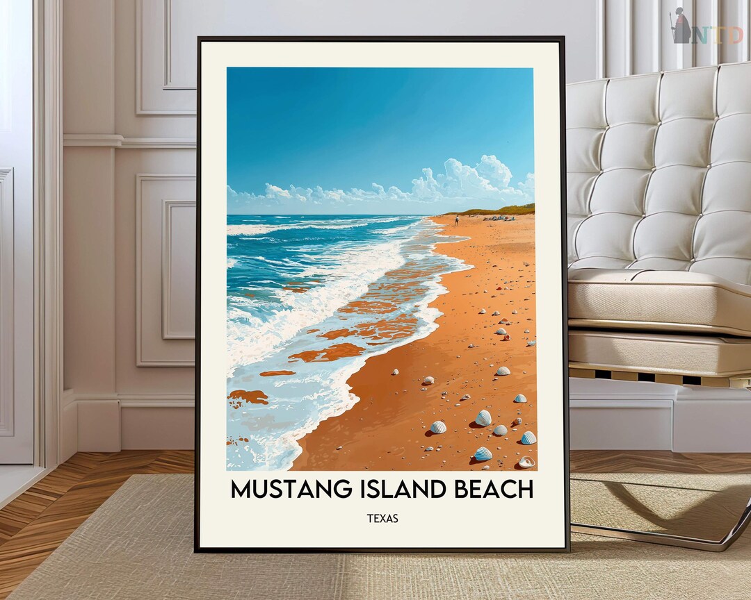 Mustang Island Beach Texas Poster Print, Gulf Coast Wall Art, Port ...
