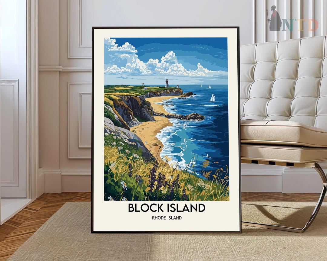 Block Island Travel Poster, Block Island Wall Art, Block Island Poster ...