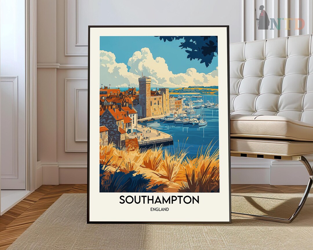 Southampton Poster, England Travel Print, British Decor, United Kingdom ...