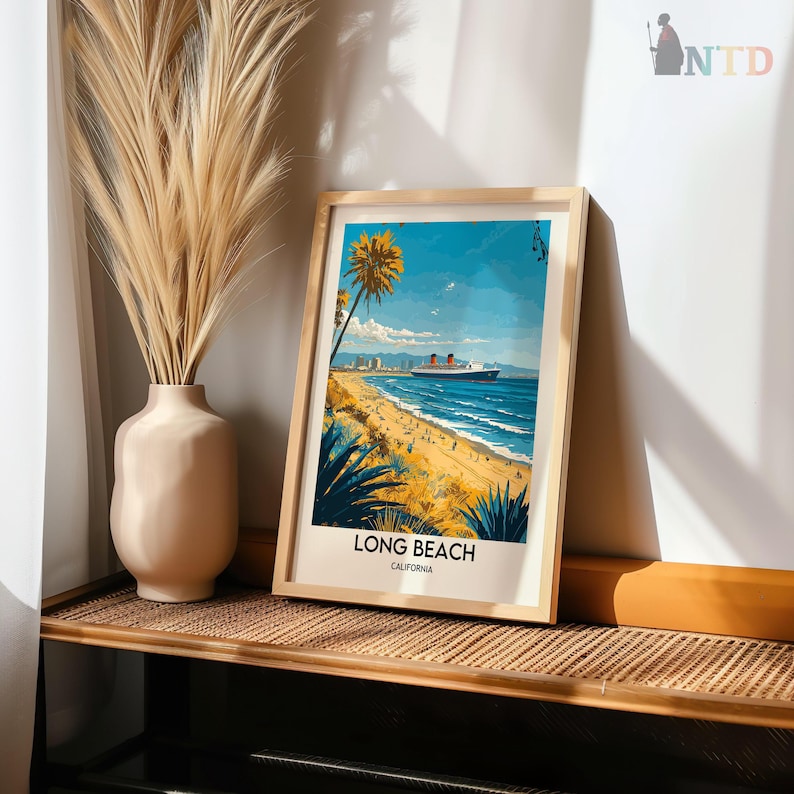 Long Beach Print, Long Beach Wall Art, Long Beach Poster, Long Beach ...