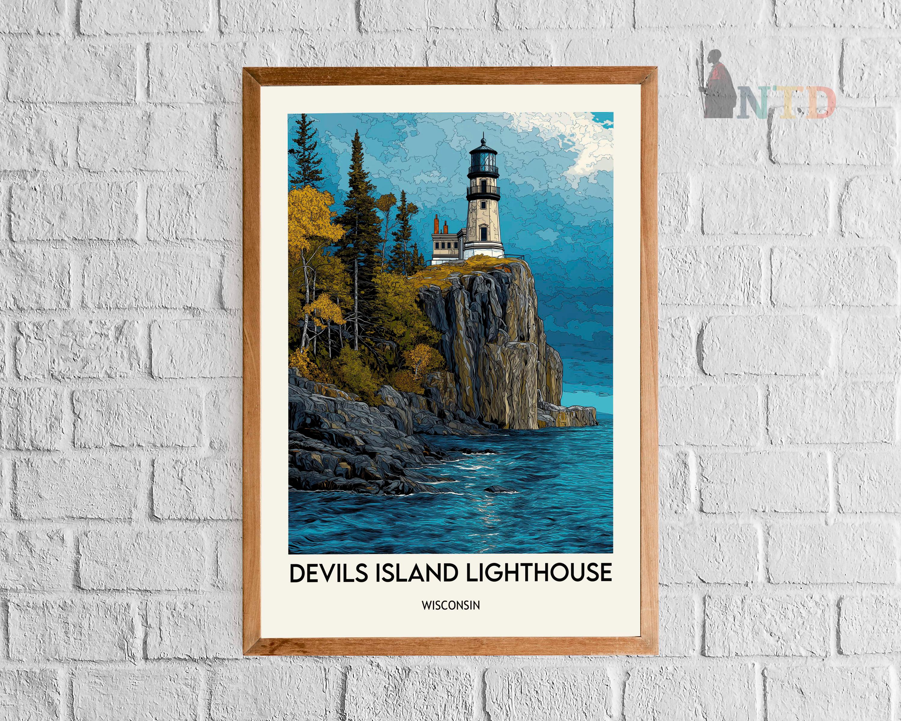 Devils Island Light Poster, Devils Island Light Wall Art, Devils Island ...