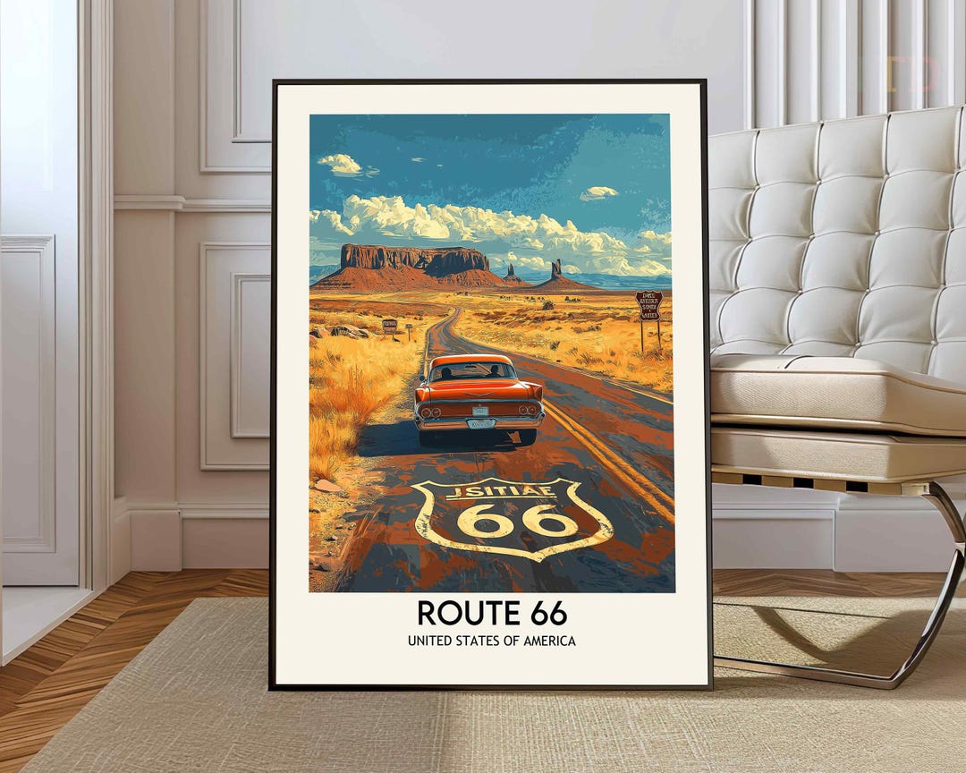 Route 66 Wall Art, Route 66 Print, Route 66 Art, Route Gift, Travel ...