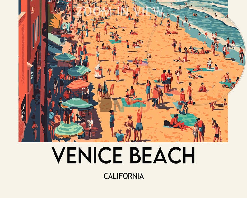 Venice Beach Poster, Venice Beach Wall Art, Venice Beach Print, Venice ...