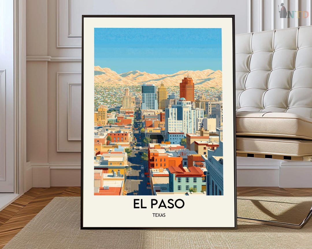 El Paso Skyline, El Paso Texas, El Paso TX, Texas Art, Texas Poster ...