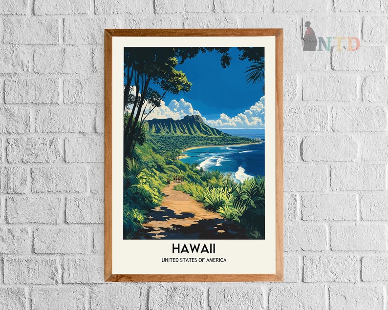 Hawaii Travel Poster, Oahu Coastline View, Archival Quality Print - Etsy