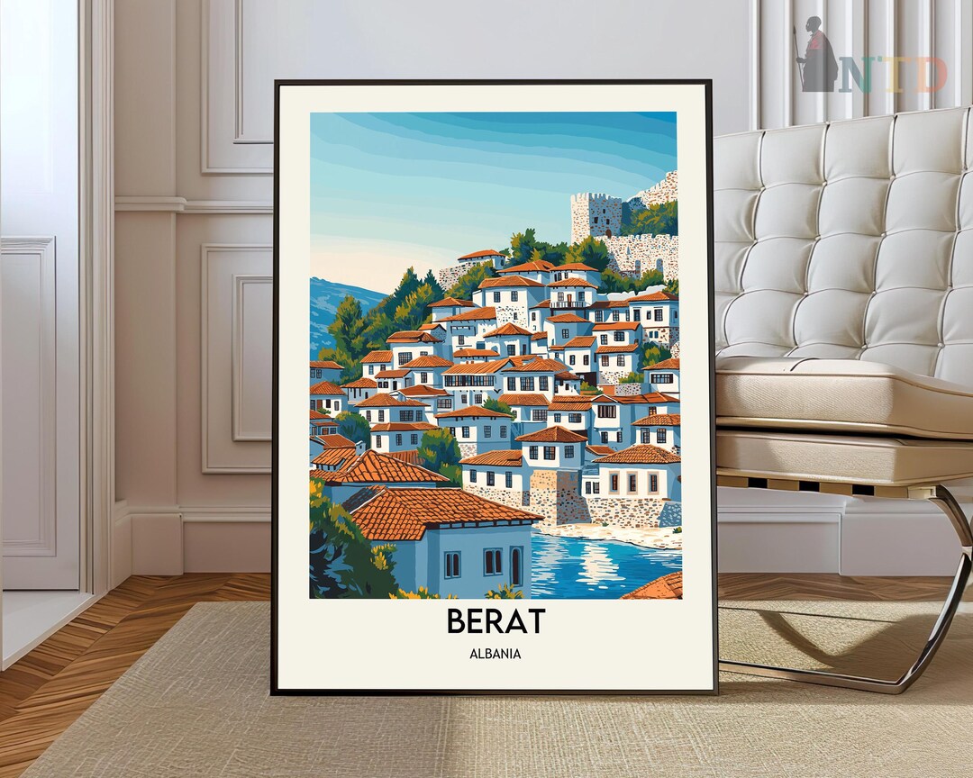 Berat Poster, Albania Travel Print, Albanian Decor, Europe Travel ...