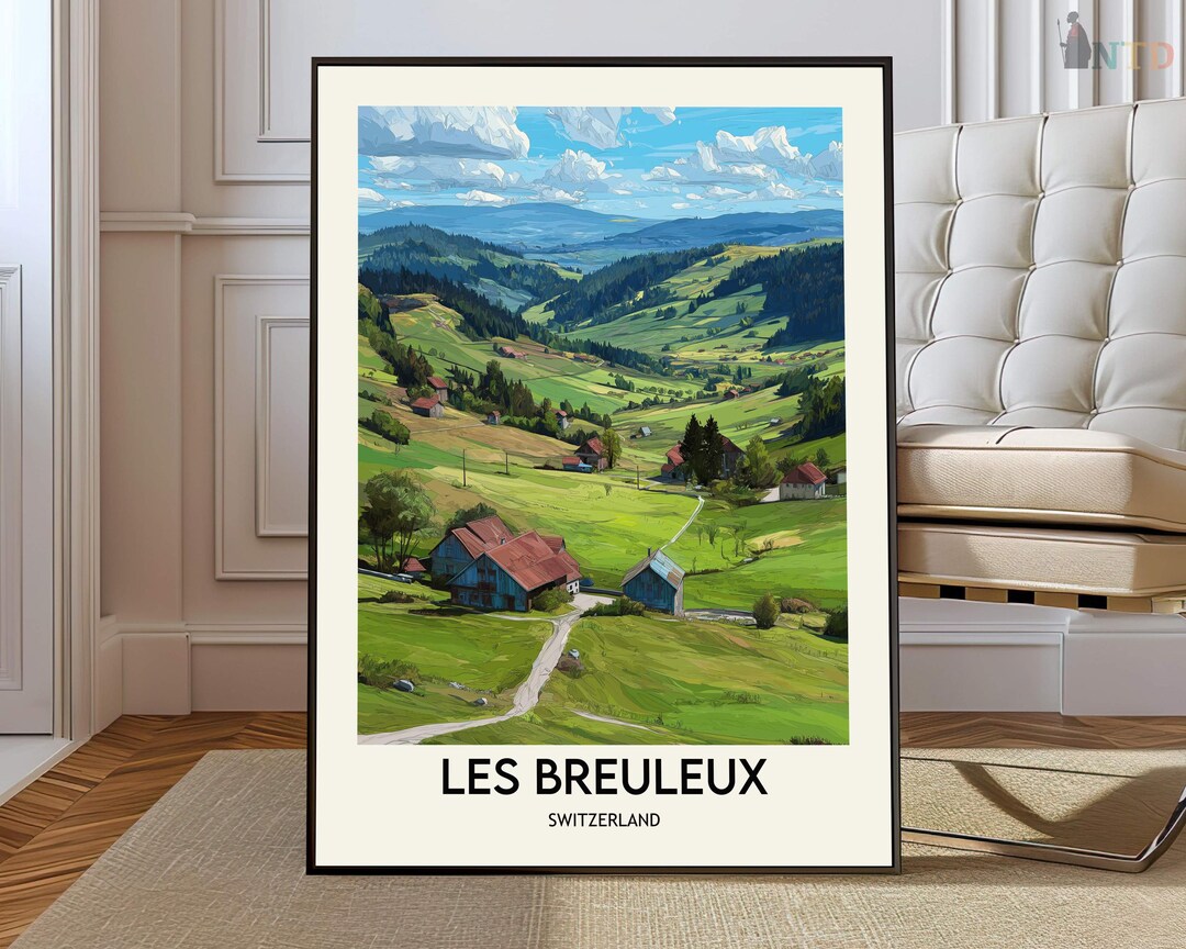 Les Breuleux Switzerland Poster Print, Swiss Jura Mountain Village Wall ...