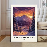 Alyeska Alaska Trail Map Ski Resort Framed Poster - Etsy
