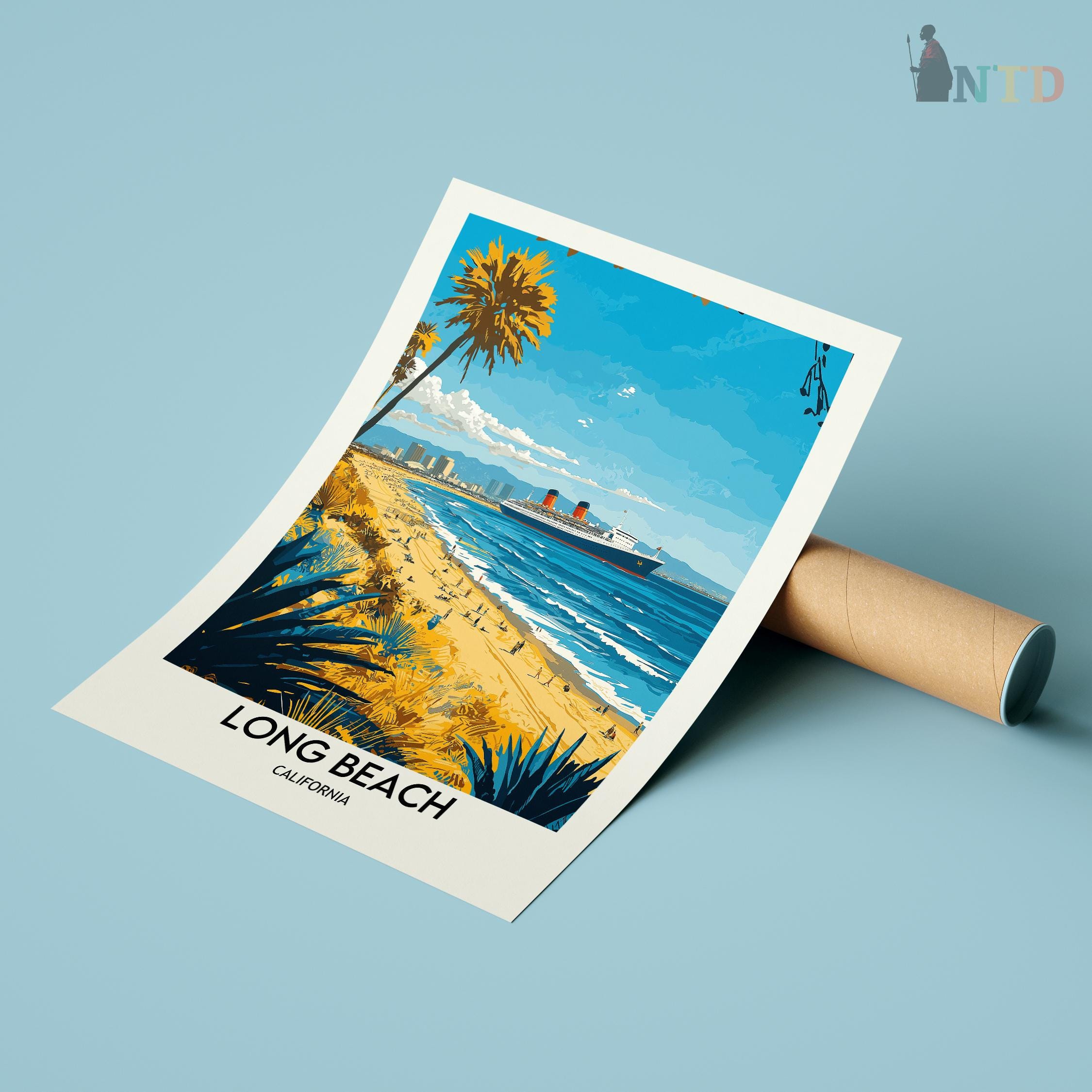 Long Beach Print, Long Beach Wall Art, Long Beach Poster, Long Beach ...