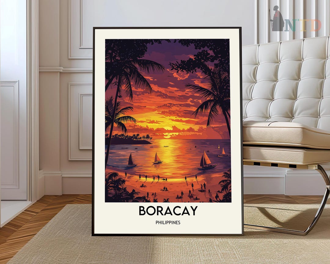 Boracay Poster, Boracay Travel Print, Tropical Decor, Botanical Wall ...