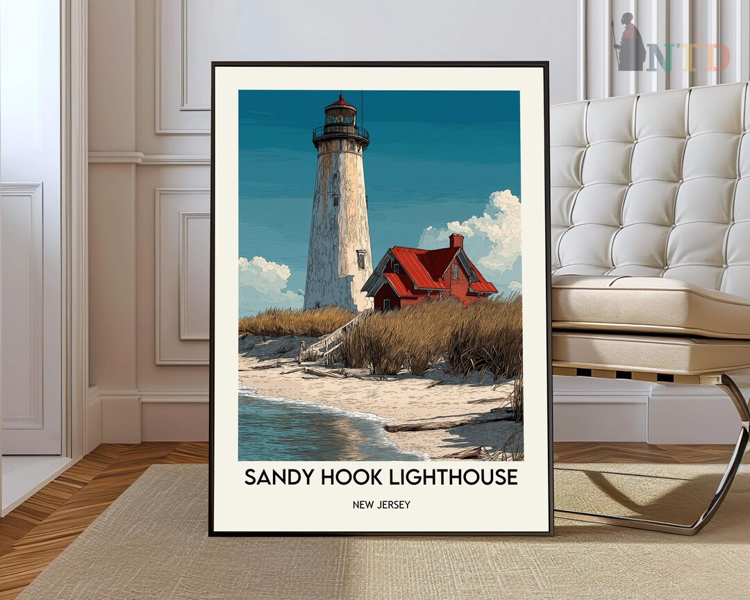 Sandy Hook Lighthouse Poster, Sandy Hook Lighthouse Wall Art, Sandy ...