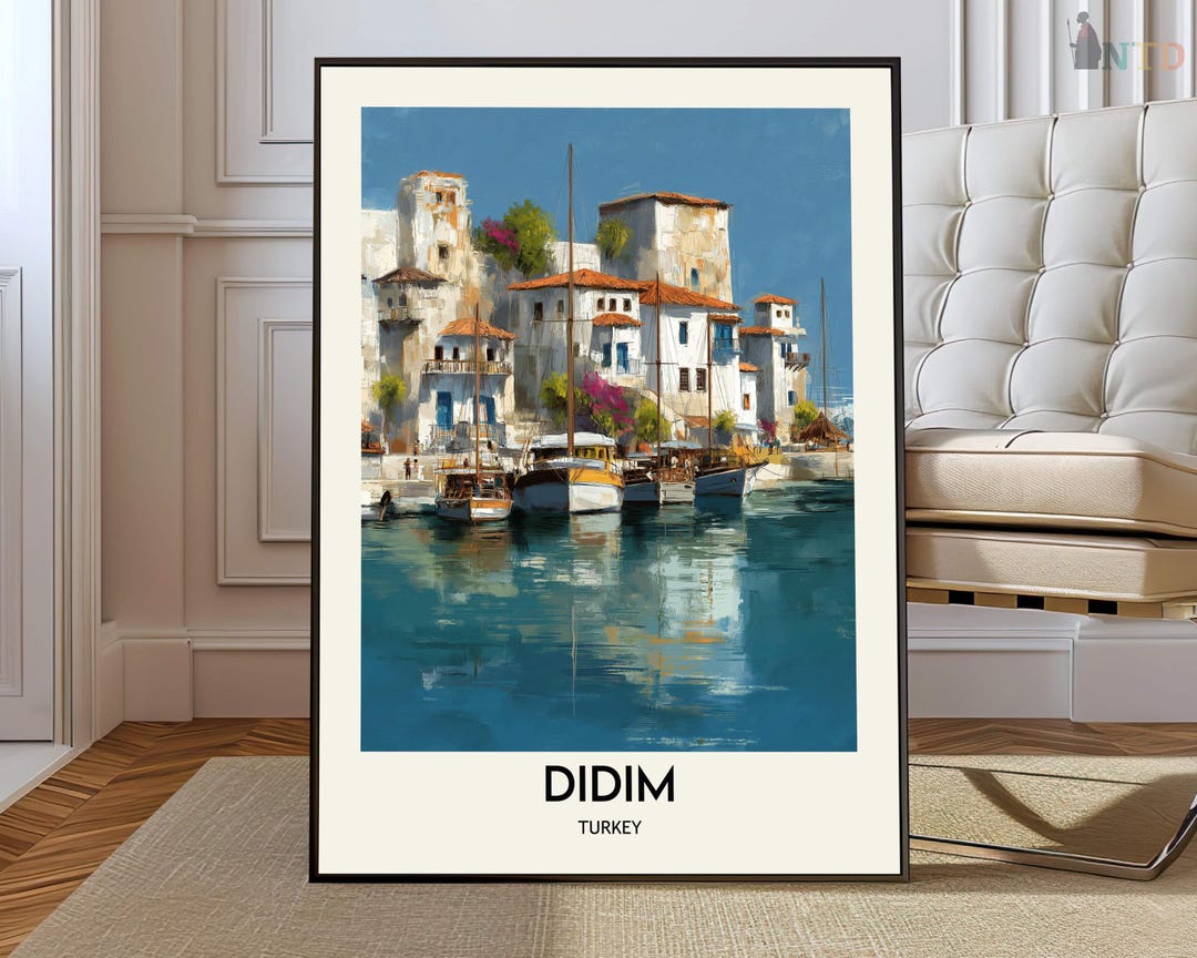 Didim Turkey Poster Print, Aegean Coast Beach Town Wall Art, Scenic Map ...