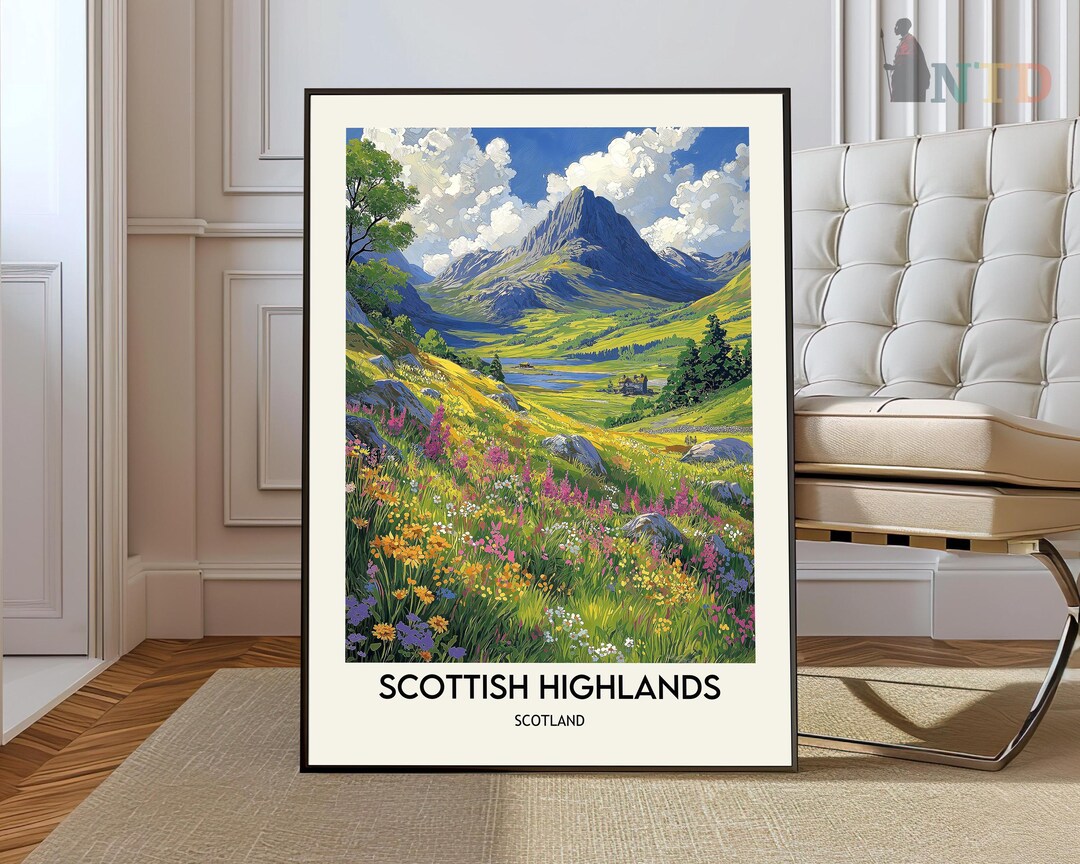 Scottish Highlands Travel Poster, Scottish Highlands United Kingdom ...