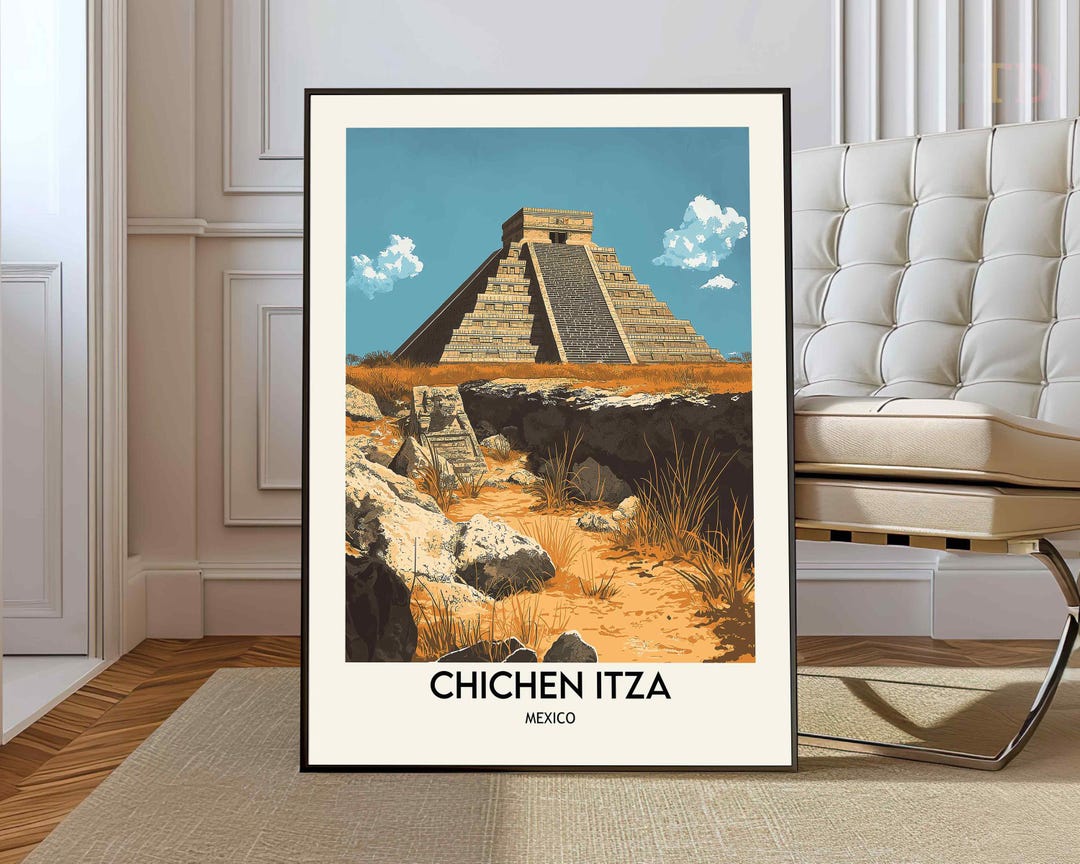 Chichen Itza Poster, Chichen Itza Print, Mexico Digital Print, Yucatan ...
