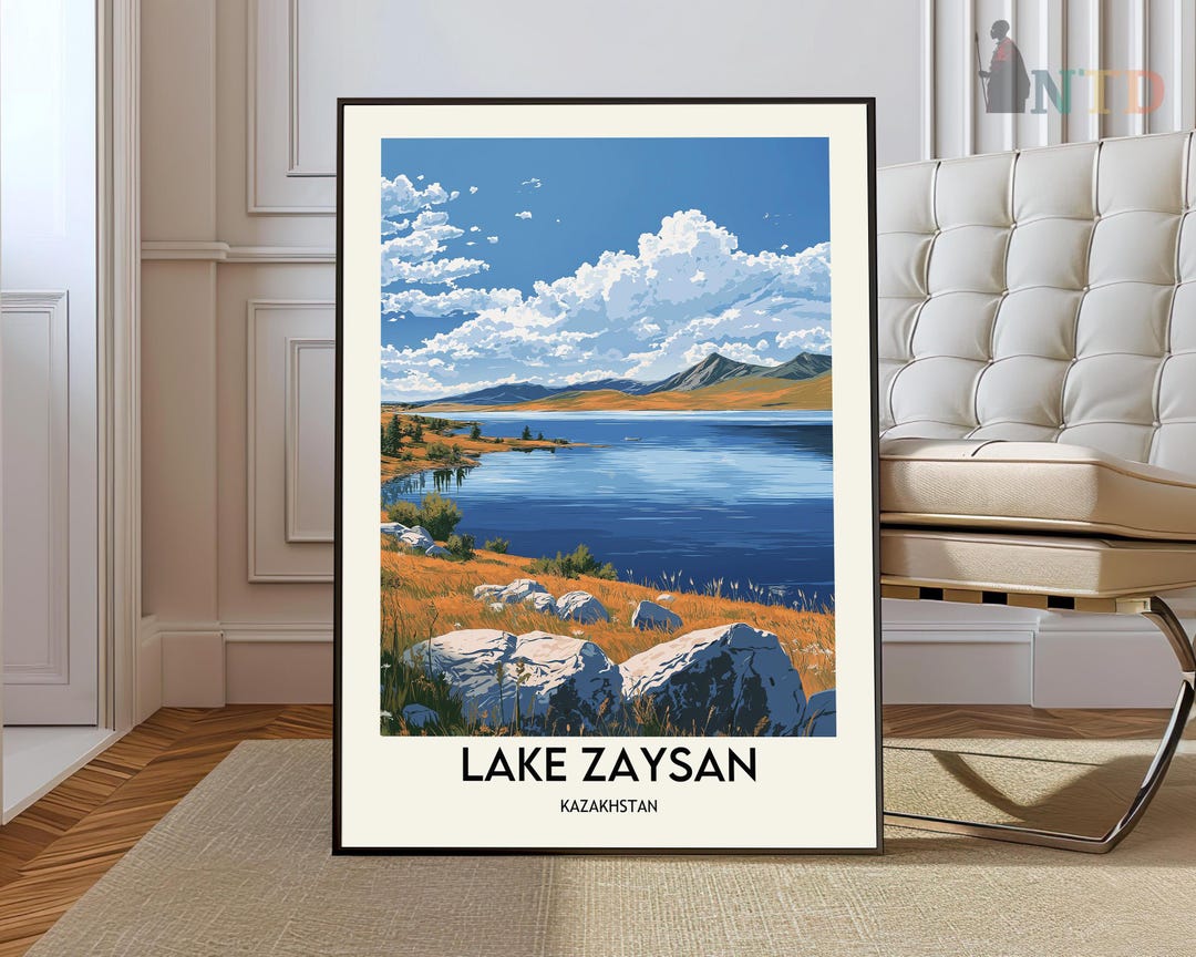 Lake Zaysan Poster, Lake Zaysan Wall Art, Lake Zaysan Print, Lake ...