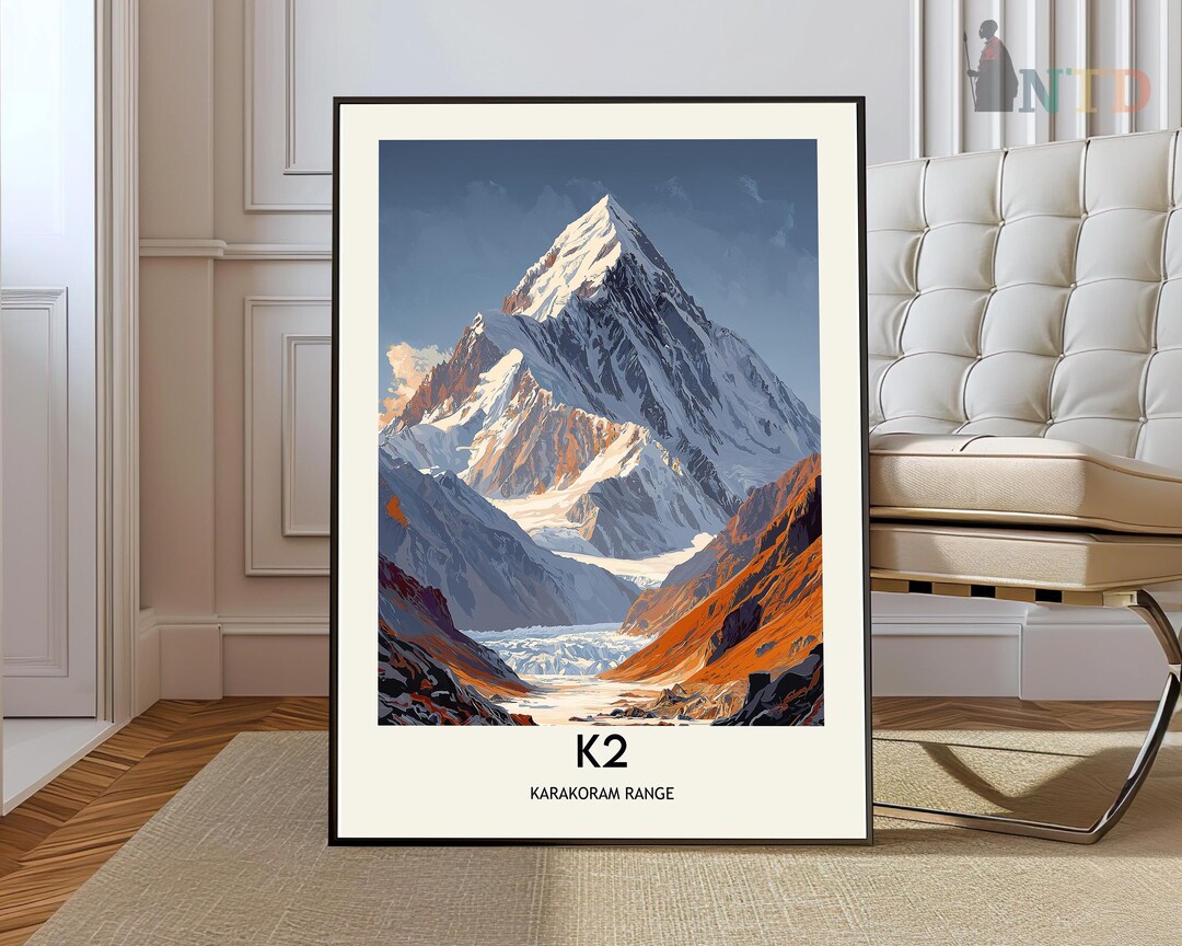 K2 Mountain Print: Pakistan-china Border, Climber's Wall Art - Etsy UK