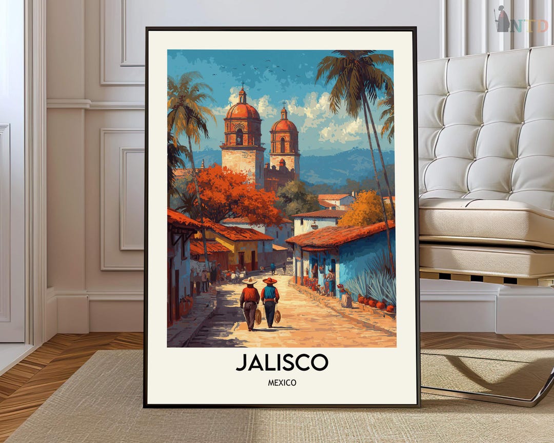 Jalisco Mexico Poster Print, Tequila Region Wall Art, Guadalajara Map ...