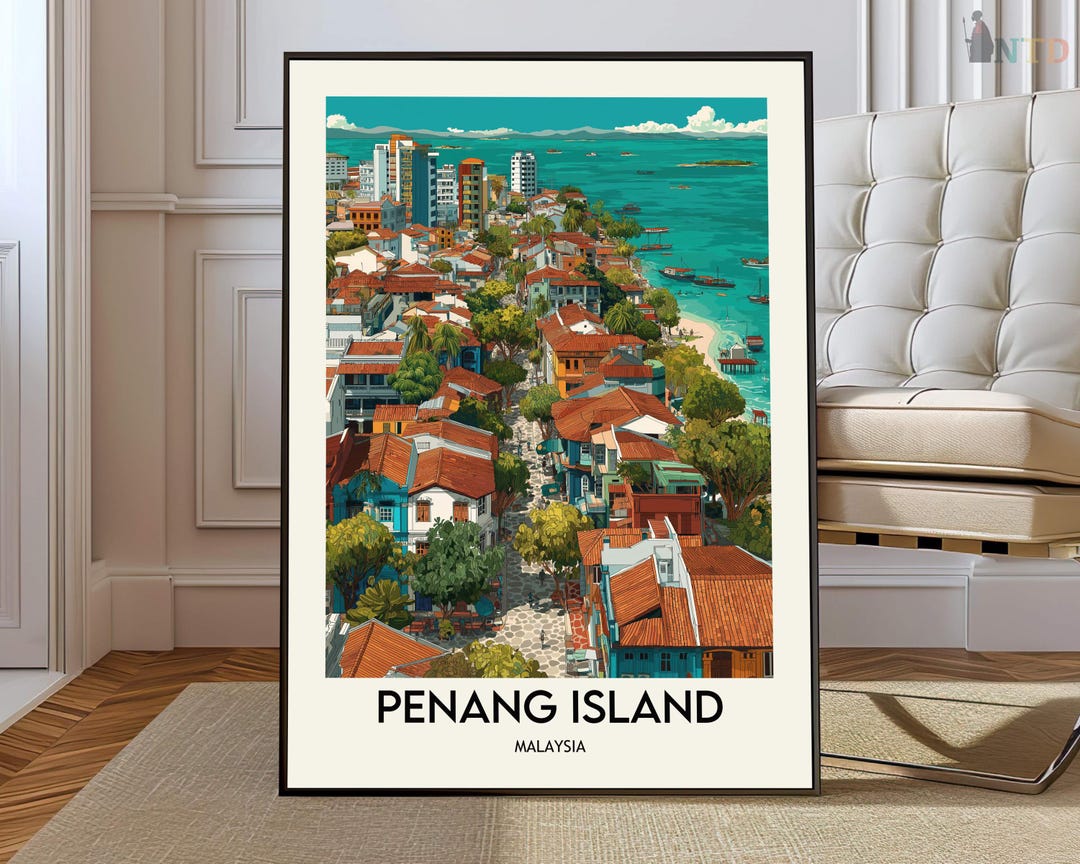 Penang Island Travel Poster: Malaysia Art Print, Ready to Hang - Etsy