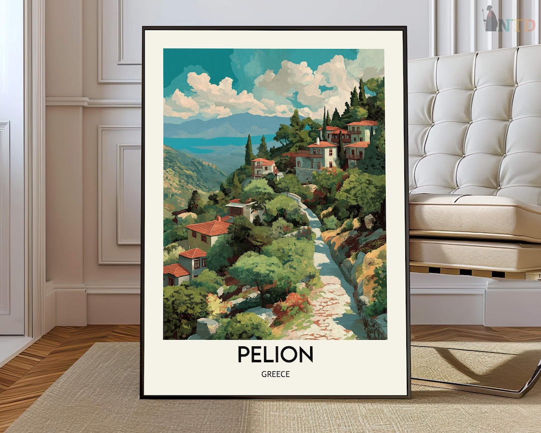 Pelion Greece Poster Print, Mountain Villages & Aegean Coastal ...
