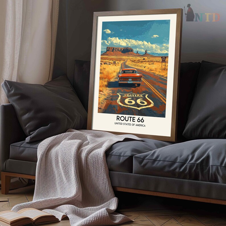 Route 66 Wall Art, Route 66 Print, Route 66 Art, Route Gift, Travel ...