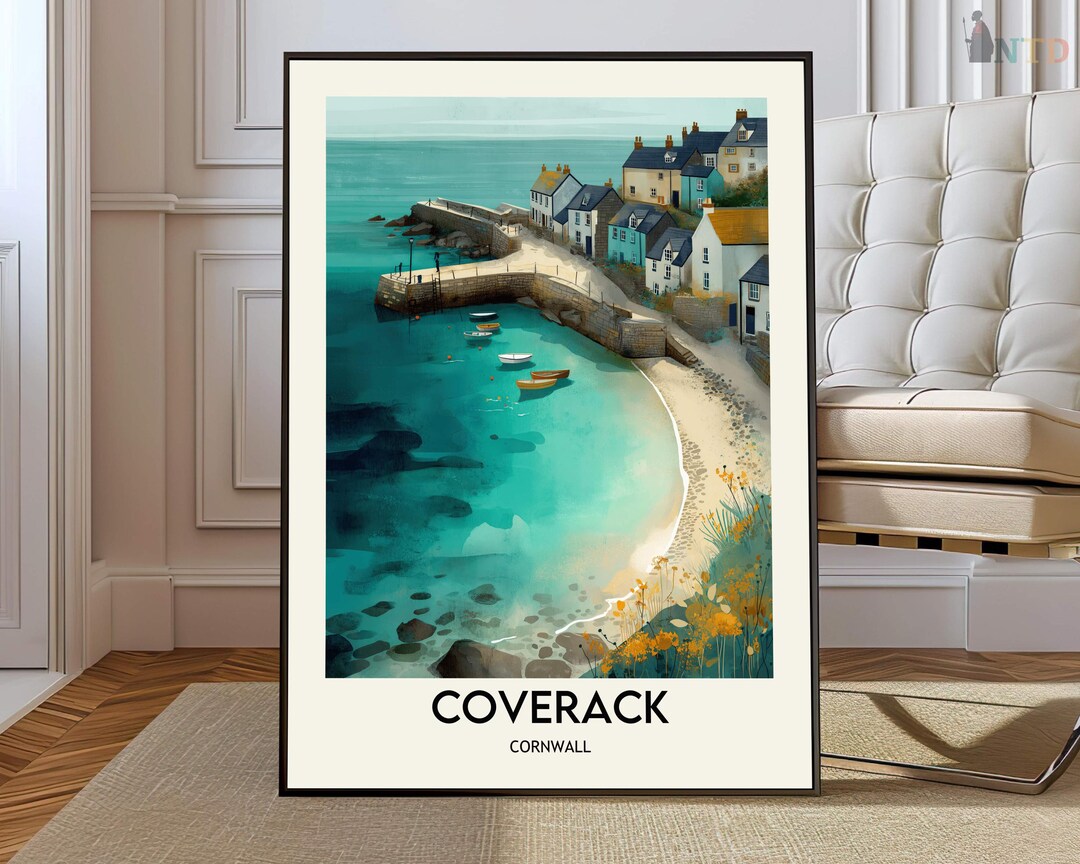 Coverack Cornwall Poster Print, Seaside Fishing Village Wall Art ...