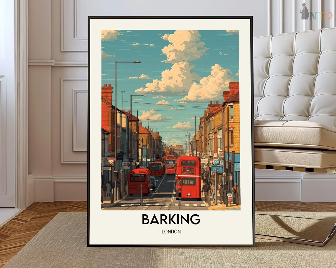 Barking London Poster, East London Riverside Wall Art, Modern Urban ...