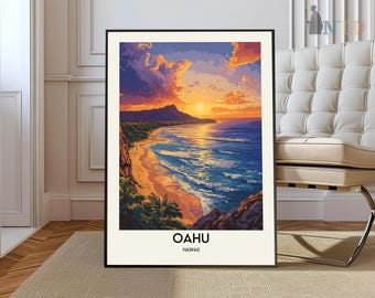 Oahu Poster, Minimalist, Helvetica, Mid-century Modern, Oahu Travel ...